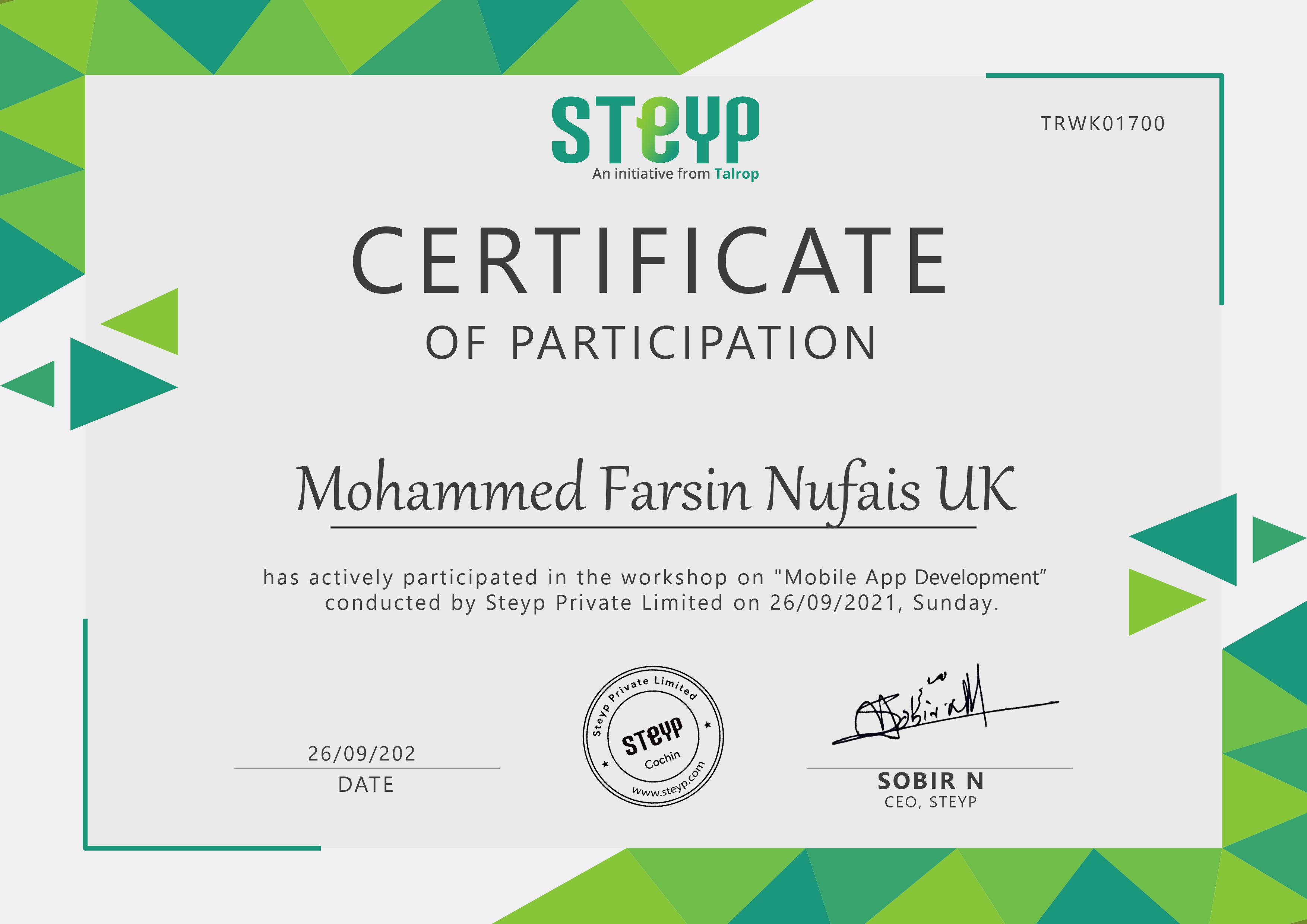 MOHAMMED FARSIN NUFAIS U.K